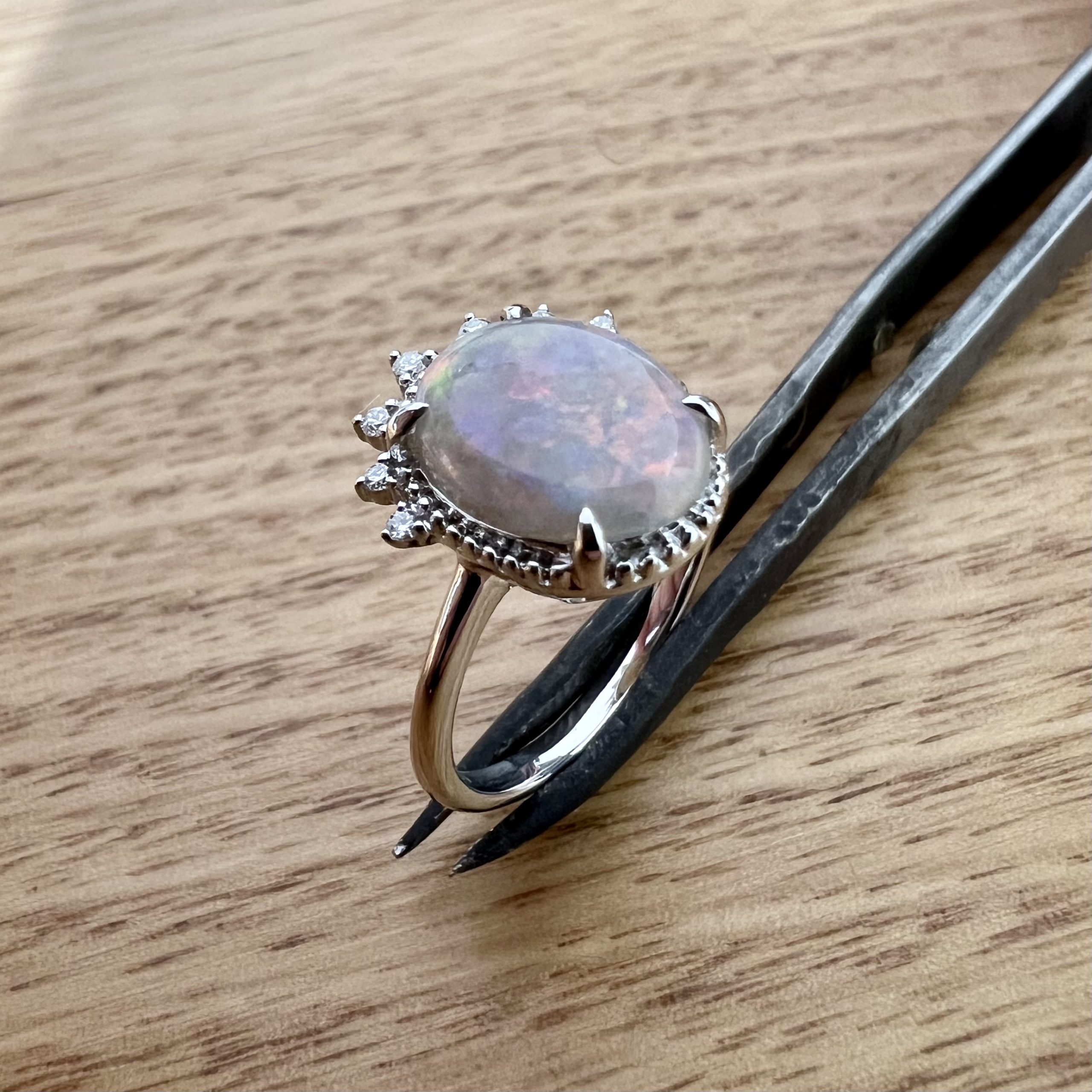 Queenie Crown Ring set in 14K White Gold 24780 | Australian Opals ...
